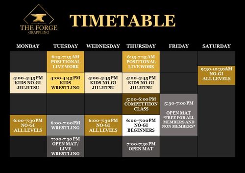The Forge Grappling - Classes & Timetable